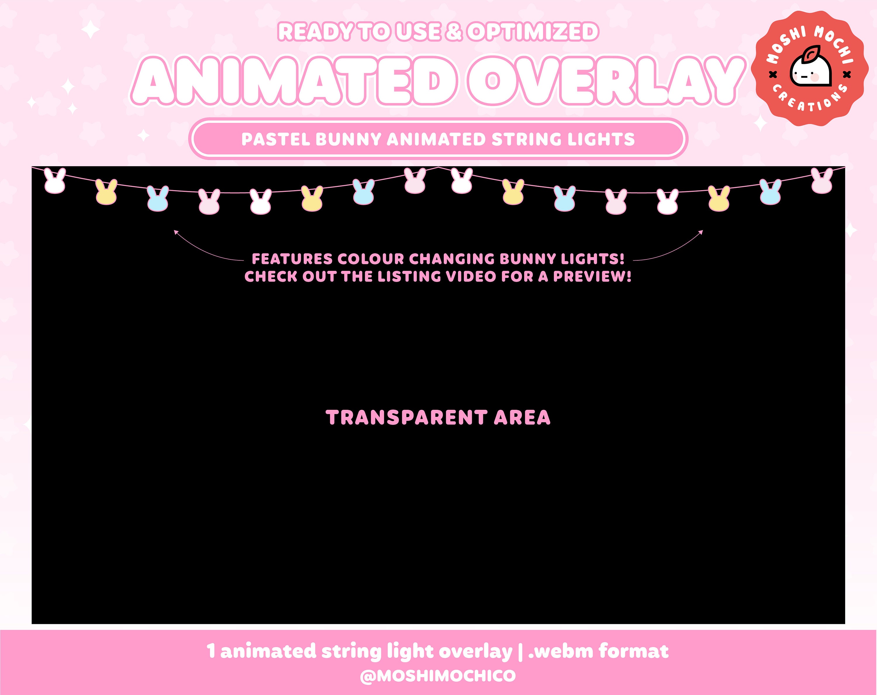Animated Bunny Light Overlay Pastel Easter Theme Cute | Etsy