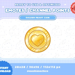 Gold Heart Channel Point / Emote / Twitch Badge / Cute / Kawaii ...
