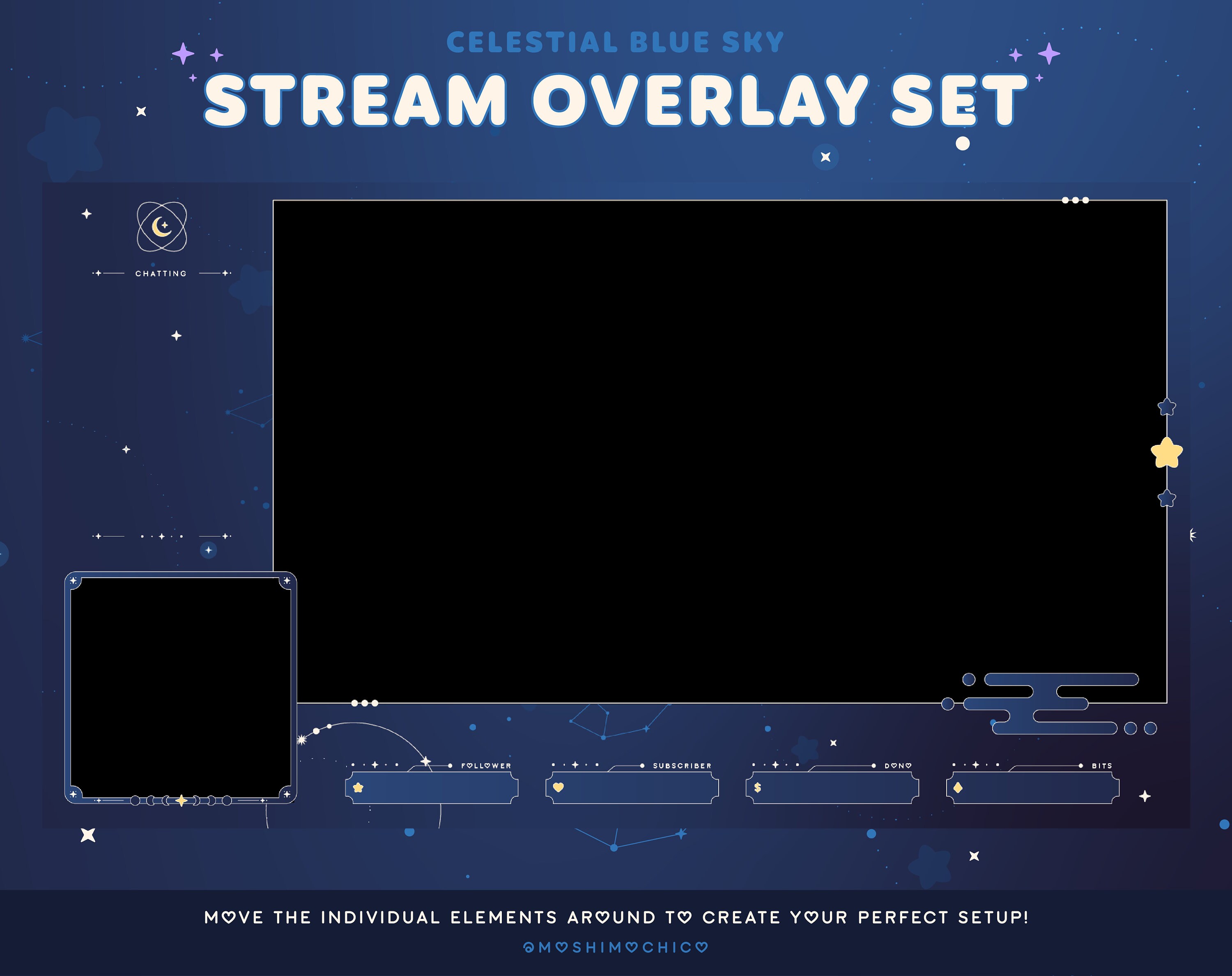 Celestial Starry Sky Stream Pack for Twitch, Panels, Animated Screens ...