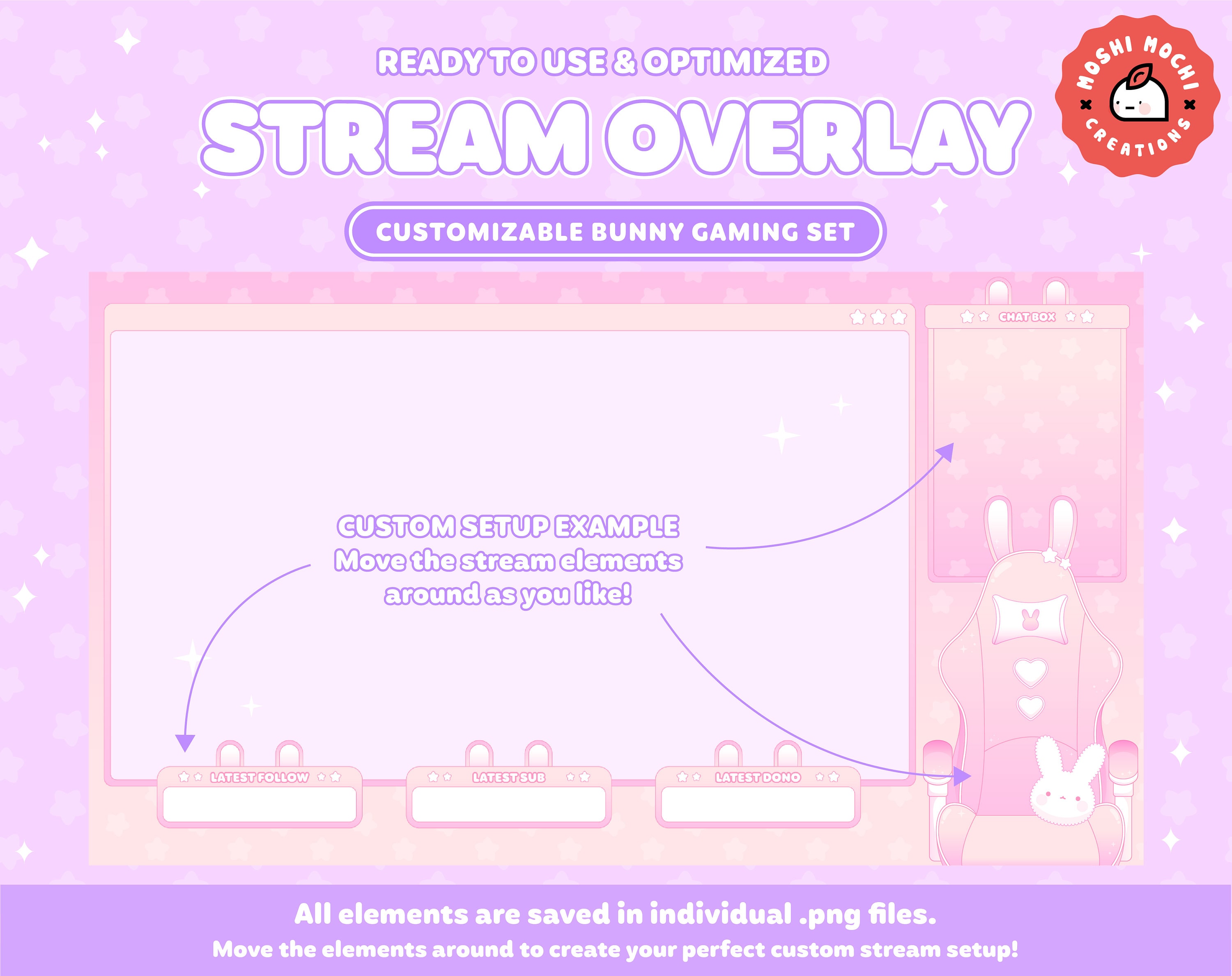 Bunny Stream Overlay Set for Twitch / Vtuber Gaming Setup / | Etsy Canada