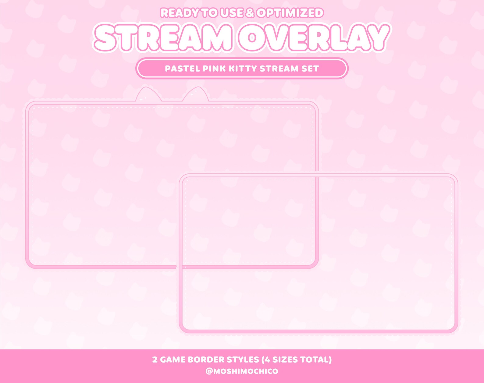 Pastel Kitty Overlay Set, Twitch Overlay, Custom Stream, Cute Aesthetic ...