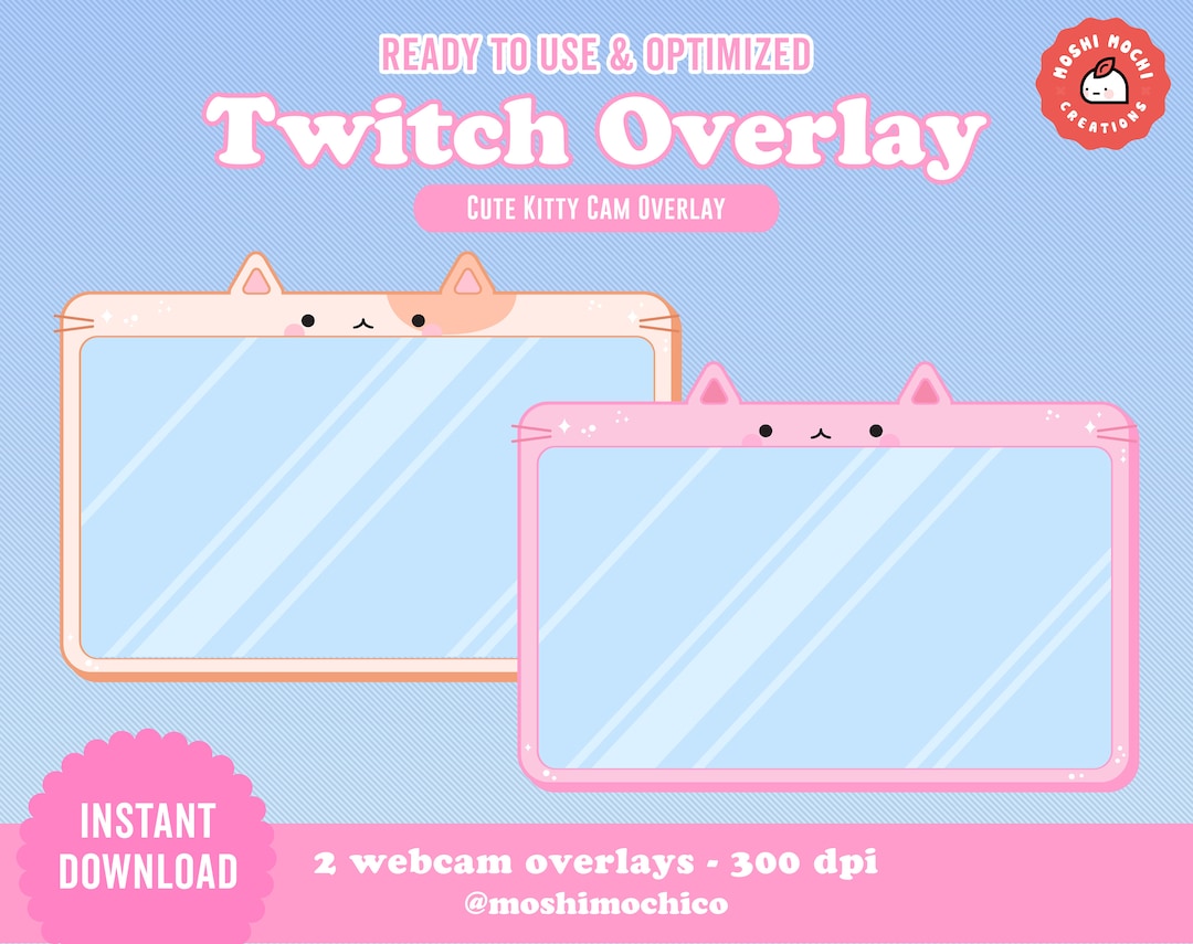 Twitch Cute Pink Caramel Kitty Cat Webcam Stream Overlay / Streamer ...