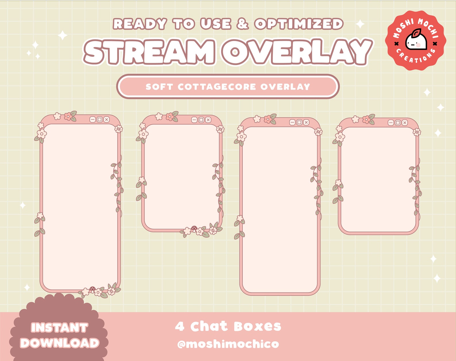 Cottagecore Stream Overlay Set for Twitch / Cozy Floral Kawaii / Forest ...