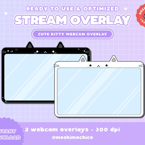Twitch Cute Moon Kitty Cat Webcam Stream Overlay / Streamer - Etsy
