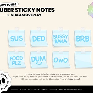 Blue Vtuber Sticky Note, Funny Stream Overlay, P2U Vtuber Stream Assets ...