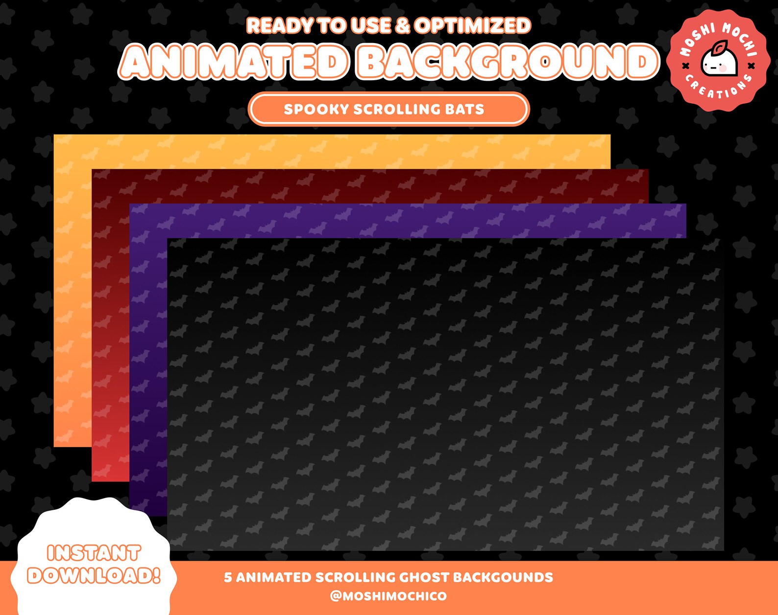 Spooky Bat Stream Background, Animated Halloween Overlay, Custom Stream ...