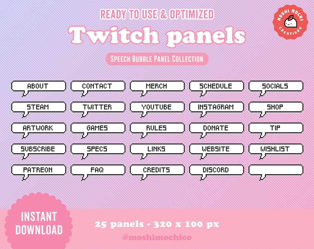 Twitch Cute Pixel Speech Bubble Panels / Badges / Kawaii / Streamer ...