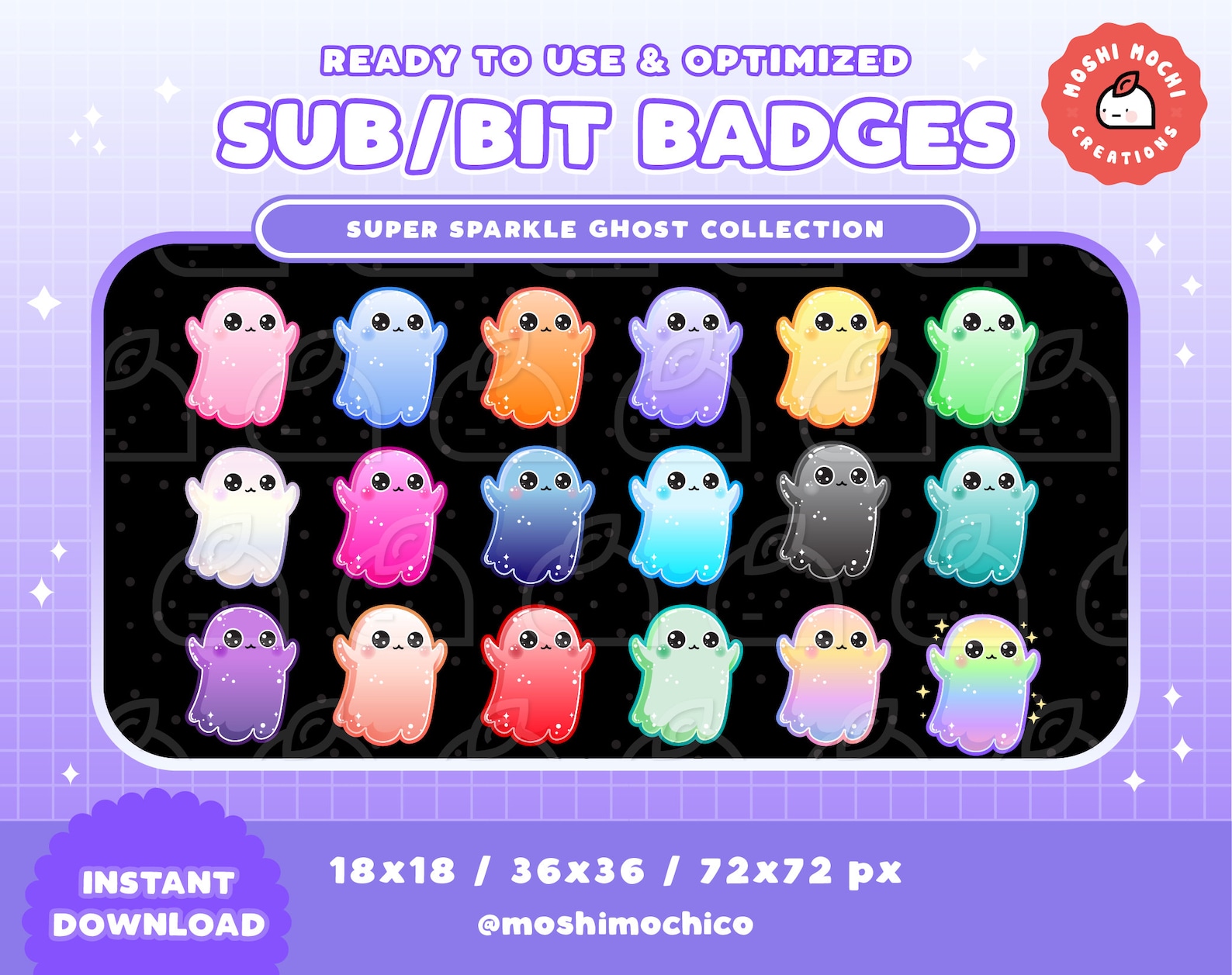 Cute Ghost Twitch Sub Badges / Bit Badge Pack / Emotes / - Etsy