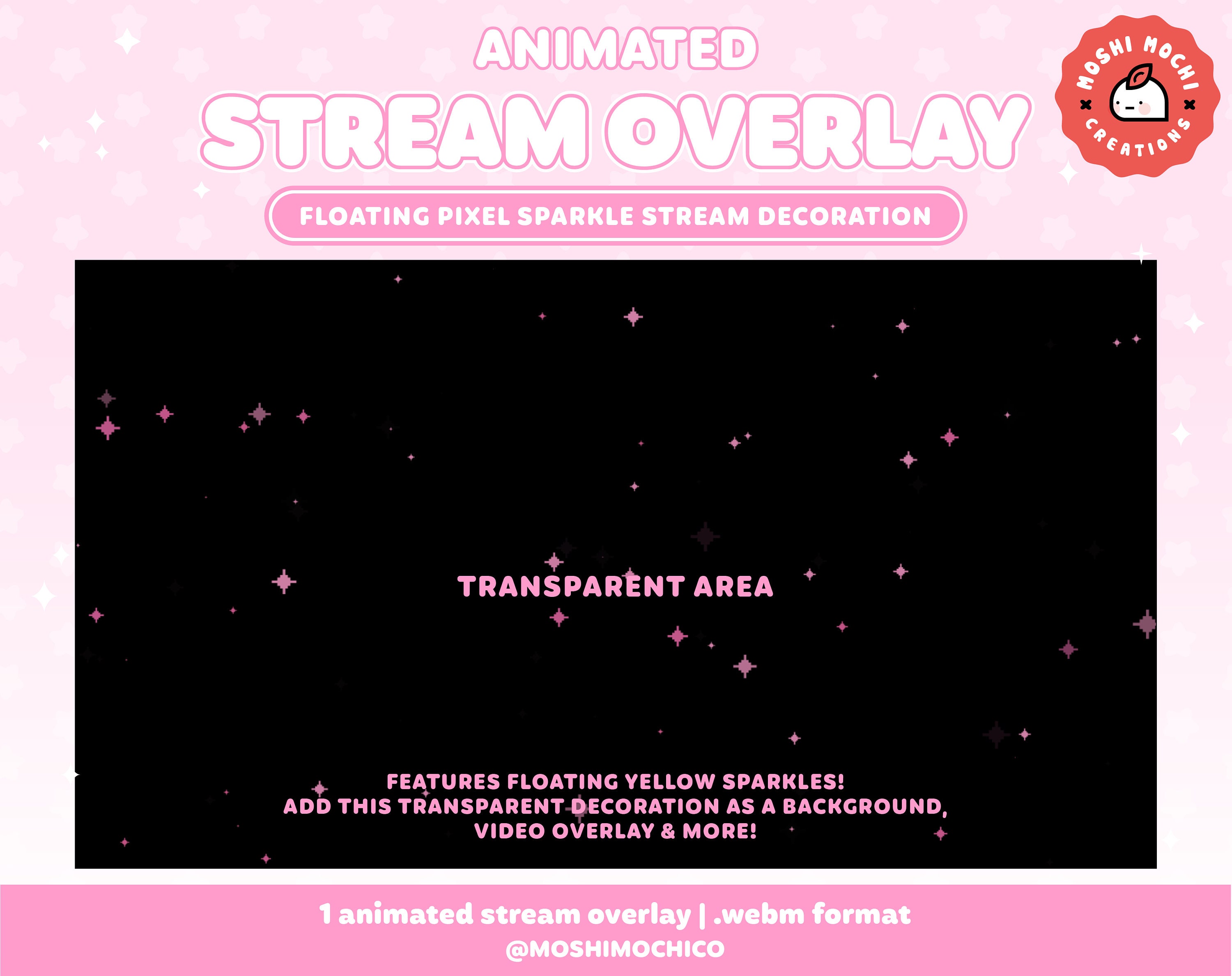 Complemento animado Pink Pixel Sparkle Stream / Decoración de flujo ...