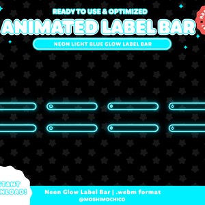 Neon Blue Label Bar for Twitch / Animated Simple Aesthetic Overlay ...