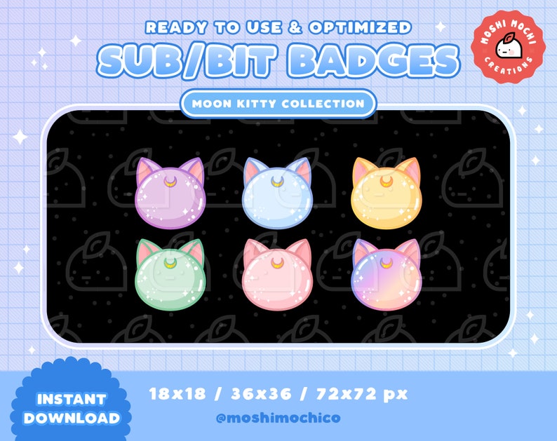 Twitch Sub Badges Bit Badges Emote Cute Glossy Pastel Etsy