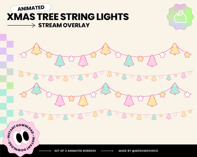 Animated Tree String Light Overlay, Twitch, Christmas, Cozy, Holiday ...