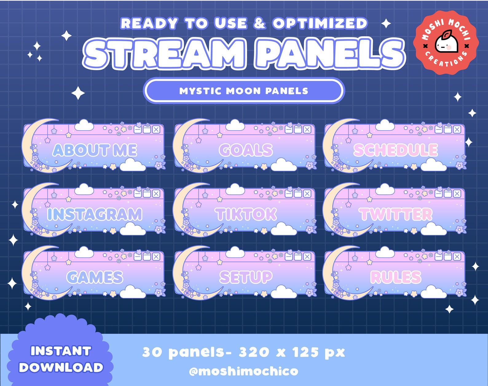 Mystic Moon Panels for Twitch Custom Stream Set Twitch - Etsy