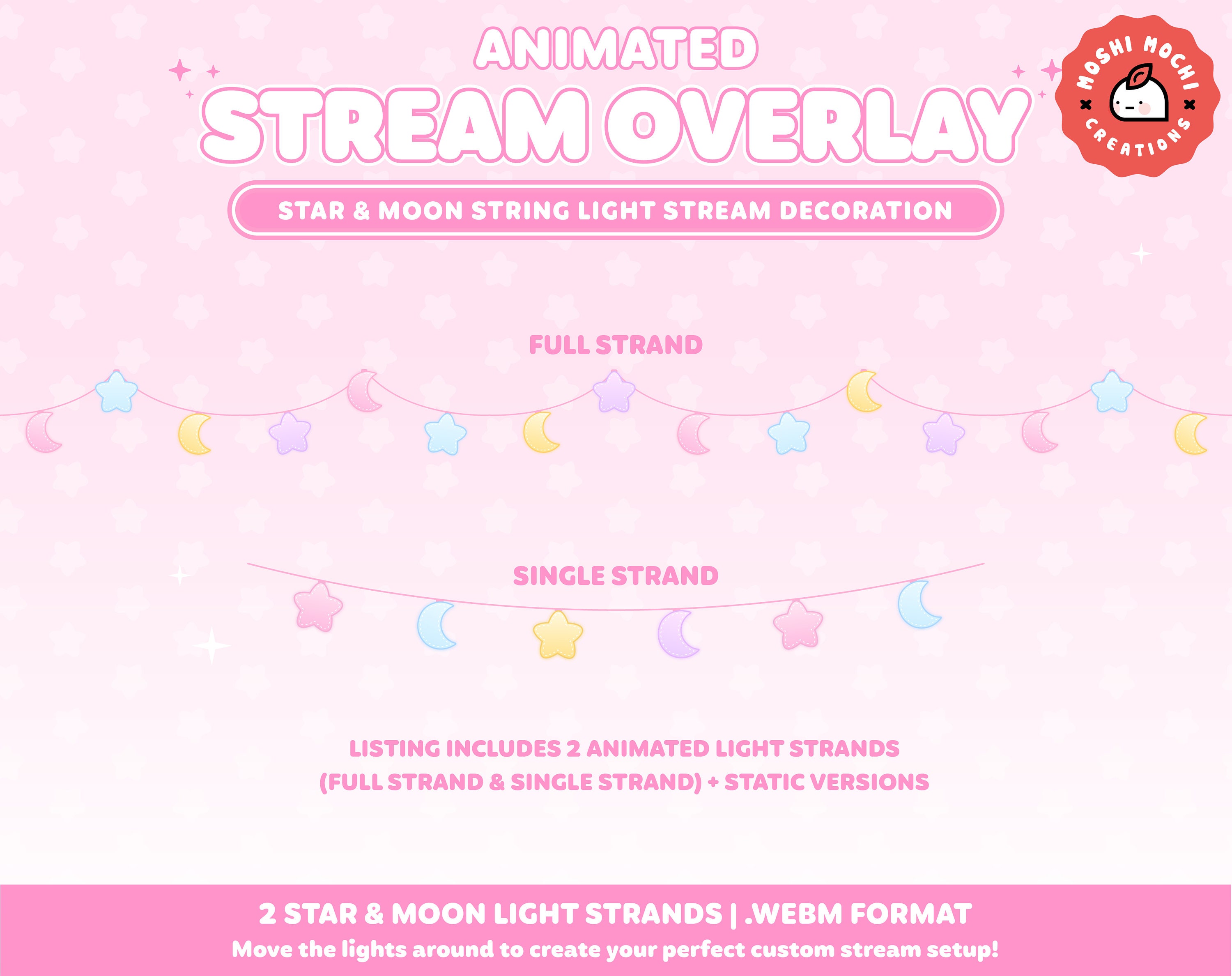 Star and Moon String Lights Stream Decoration Animated Twitch - Etsy ...