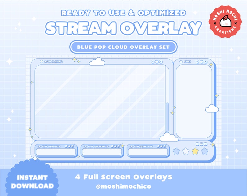 Twitch Blue Cloud Overlay Set / Overlay Package / Streamer | Etsy