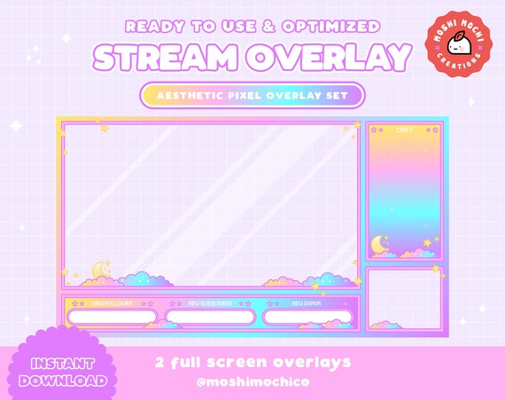 Twitch Cute Rainbow Cloudy Moon Stream Overlay / Streamer - Etsy Canada