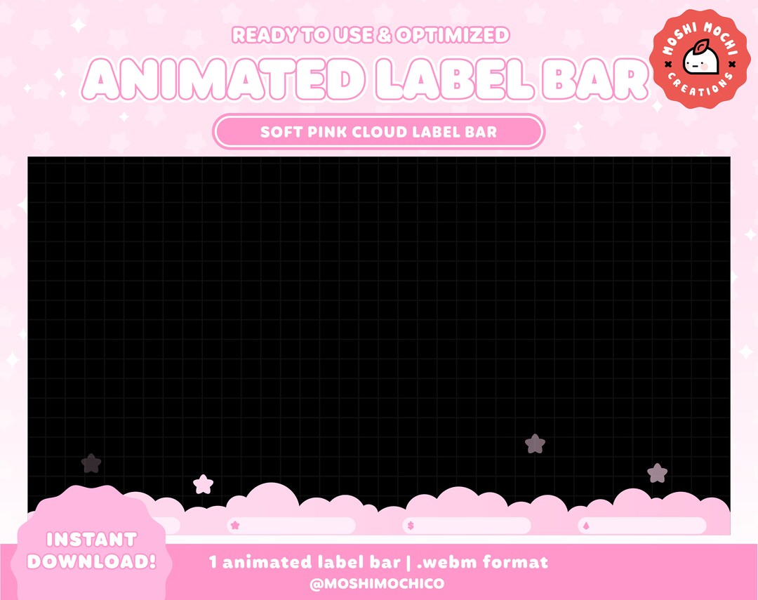 Animated Stream Label Bar / Pastel Pink Cloud Theme / Cute Aesthetic ...