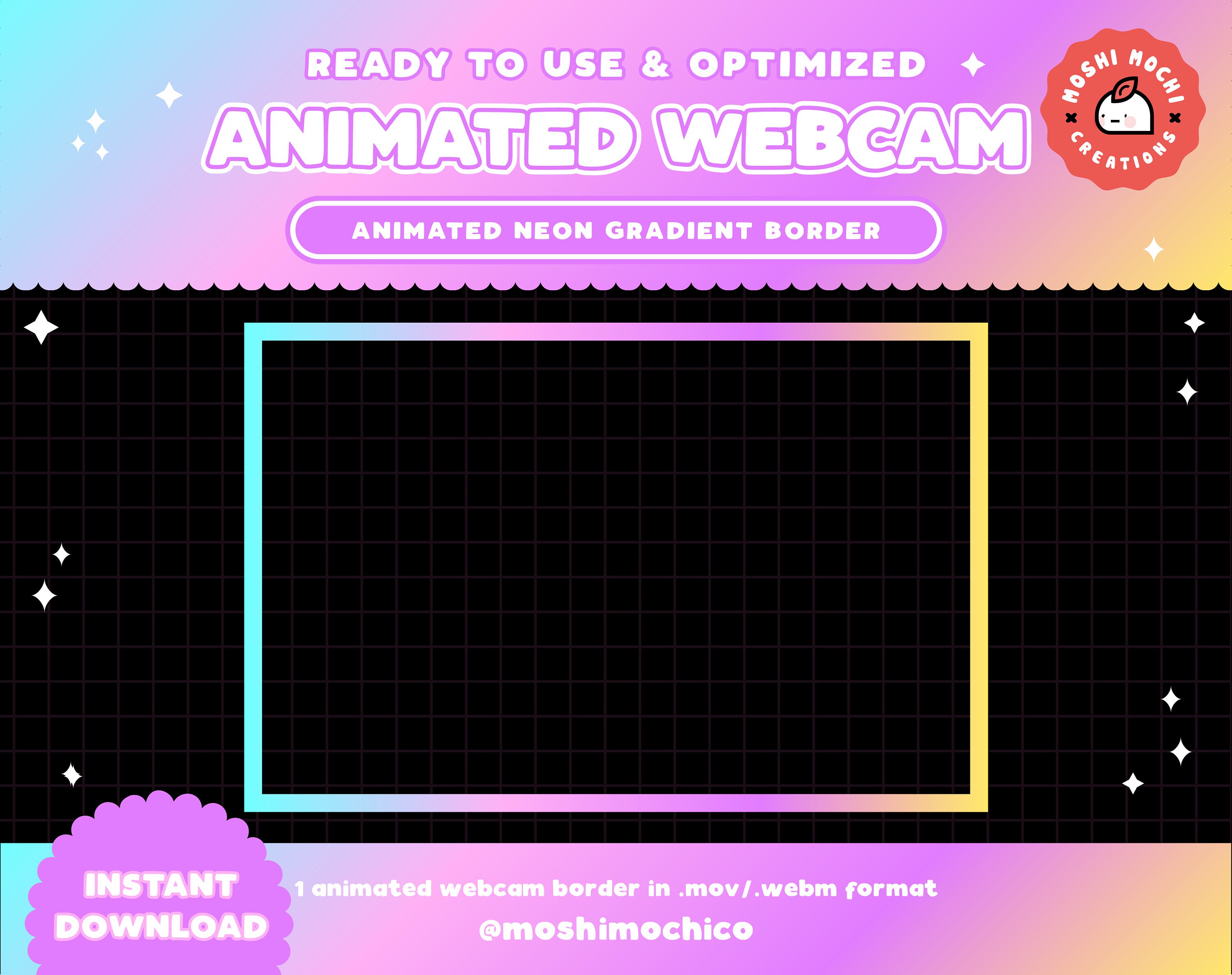 Twitch Animated Iridescent Bright Rainbow Webcam Border Frame - Etsy ...