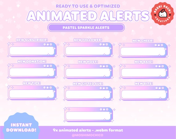 Animated Twitch Alerts / Cute Pastel Pop up Window Box / New | Etsy