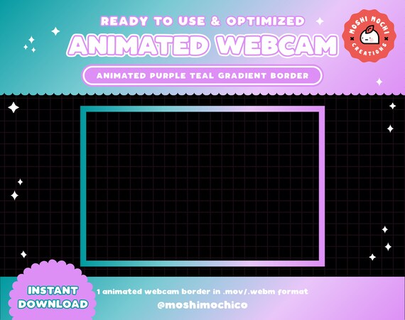 Twitch Animated Purple Teal Webcam Border Frame / Stream - Etsy