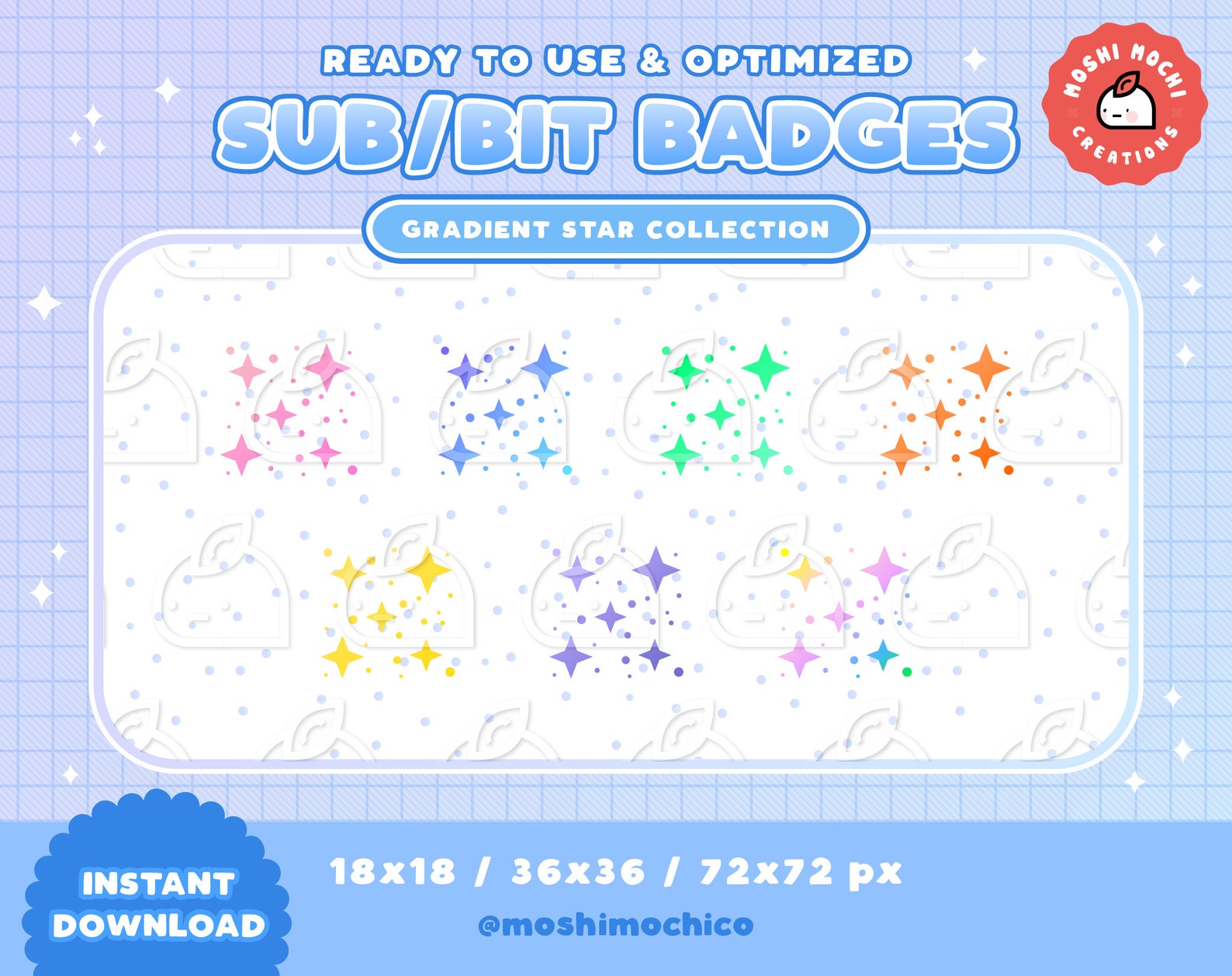 Twitch Sub Badges / Bit Badges / Emote - Gradient Sparkle Star ...