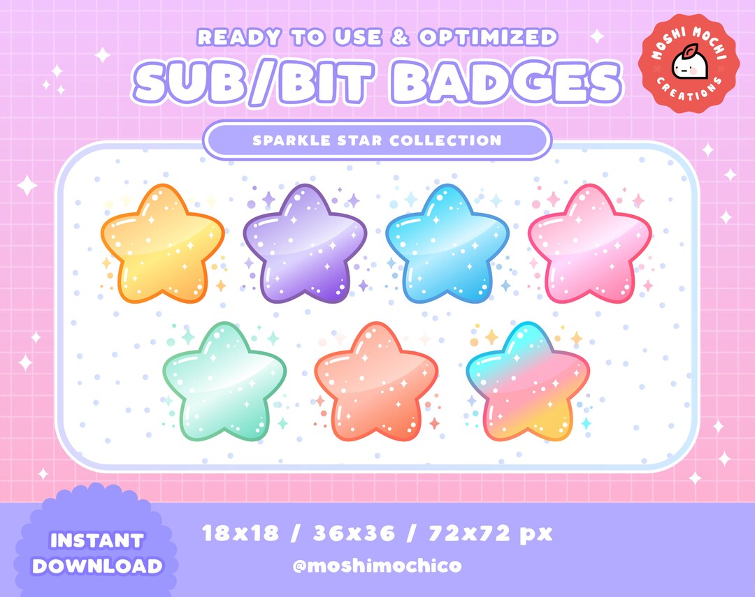 Twitch Sparkling Star Sub Badges / Bit Badges / Dreamy Sky Collection ...
