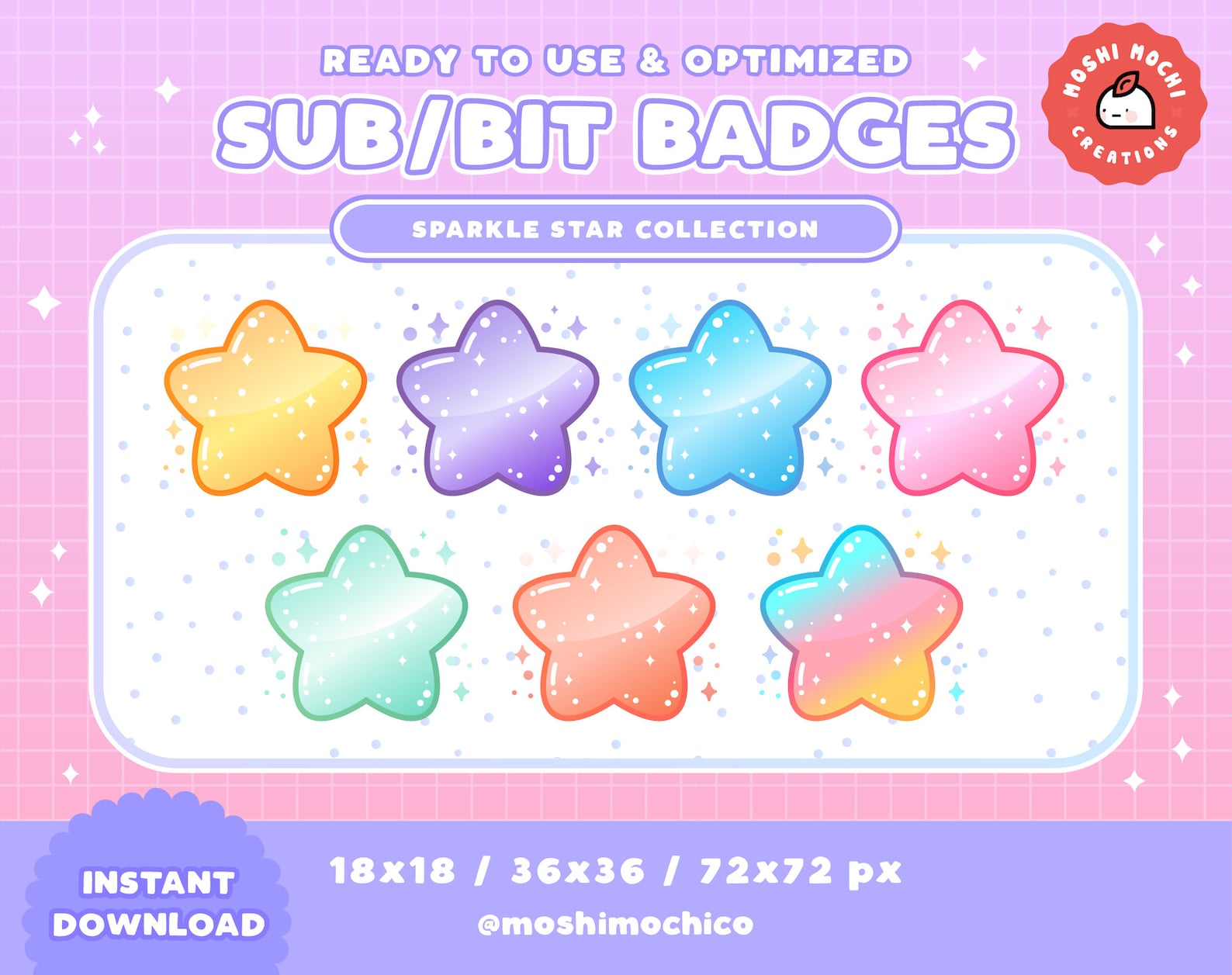 Twitch Sparkling Star Sub Badges / Bit Badges / Dreamy Sky Collection ...