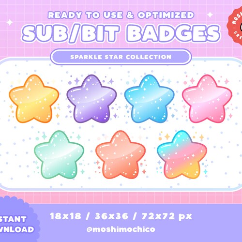 Twitch Sparkling Star Sub Badges / Bit Badges / Dreamy Sky - Etsy