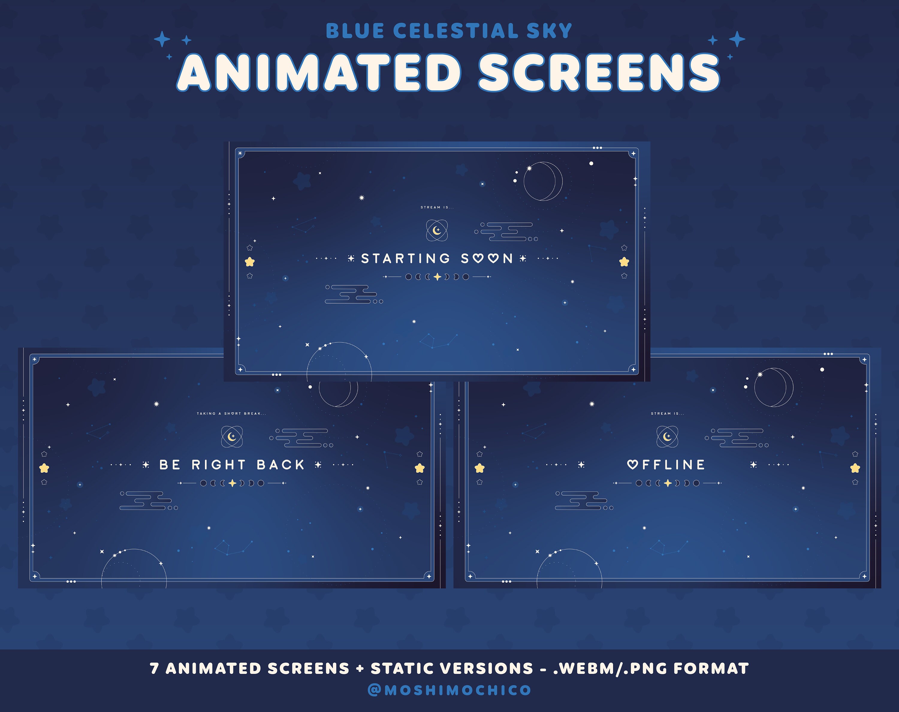 Animated Celestial Starry Sky Screens for Twitch Stream - Etsy