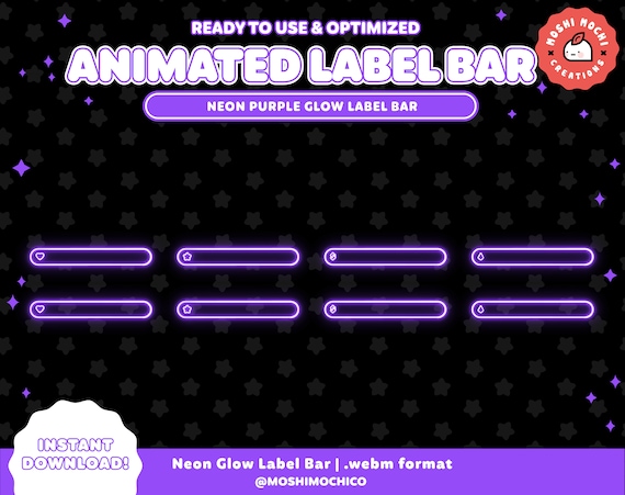 Neon Purple Label Bar for Twitch / Animated Simple Aesthetic - Etsy