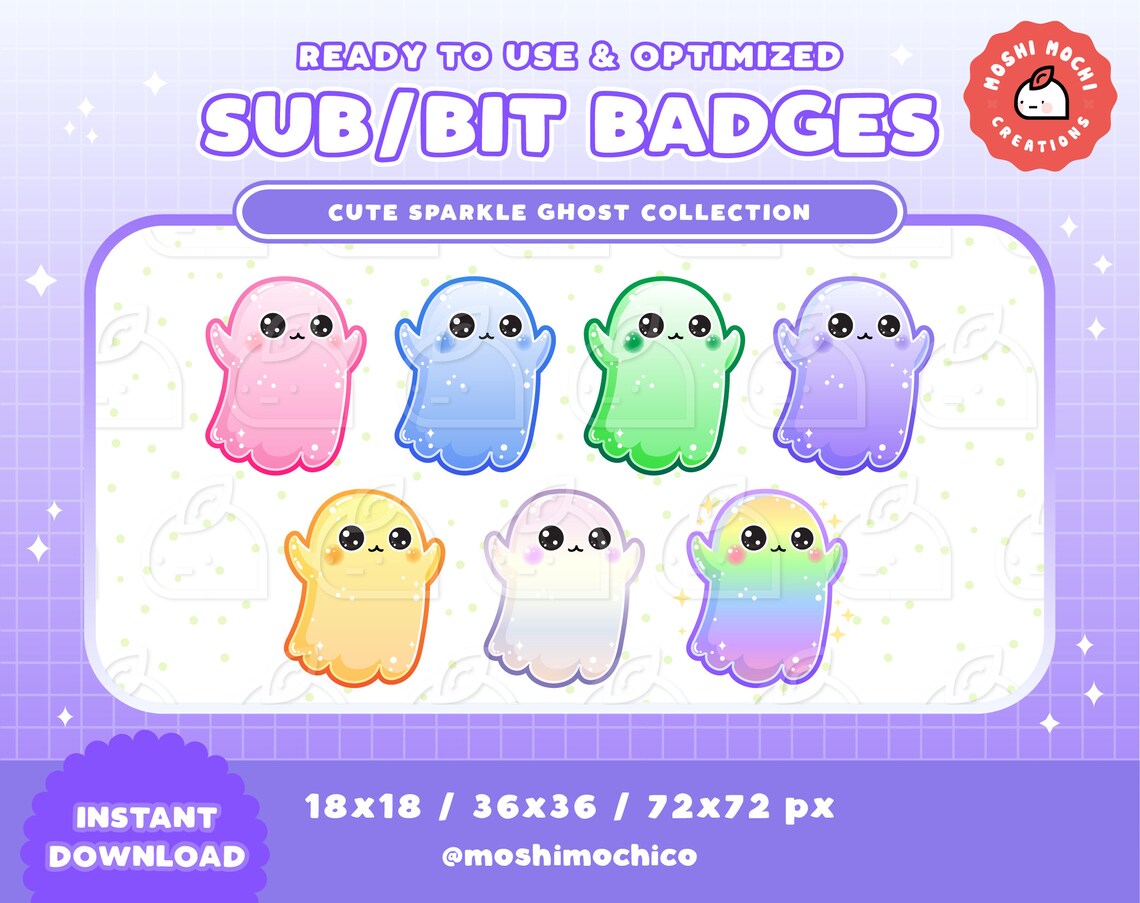 Cute Ghost Twitch Sub Badges / Bit Badges / Emotes / Halloween | Etsy