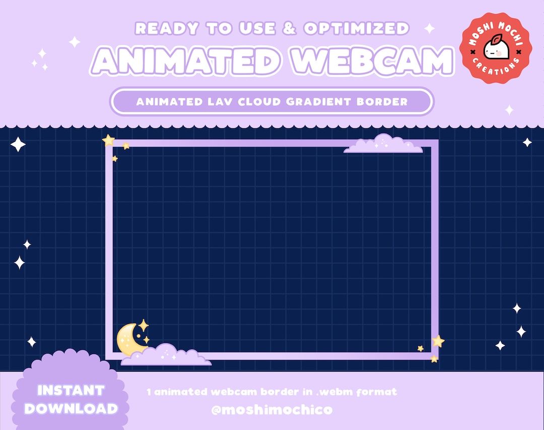 Animated Pastel Lavender Cloud Moon Webcam Overlay / Border / Frame ...