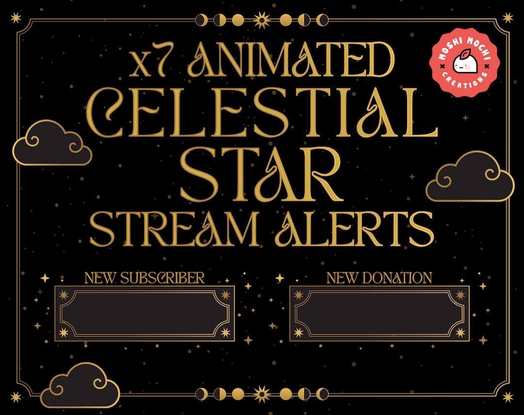 Gold Celestial Star Animated Alerts for Twitch / Magic Theme / New ...