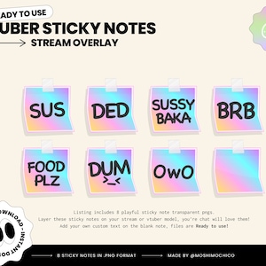 Rainbow Vtuber Sticky Note, Funny Stream Overlay, P2U Vtuber Stream ...