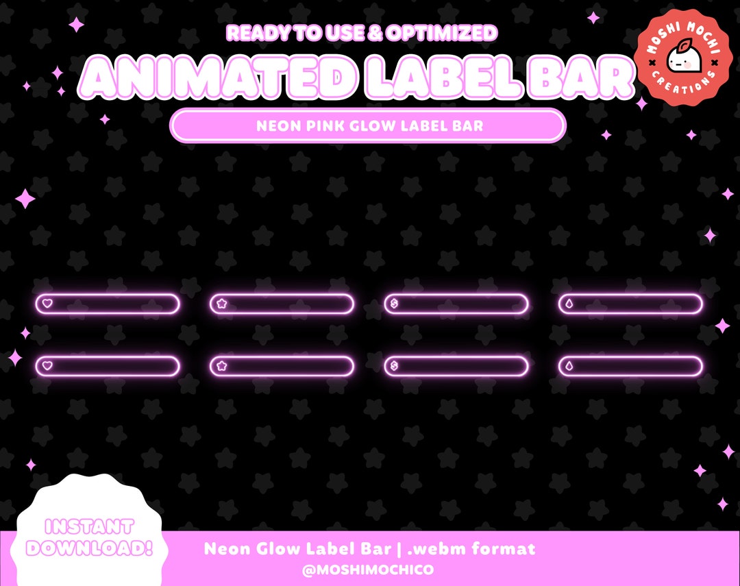 Neon Pink Label Bar for Twitch / Animated Simple Aesthetic Overlay ...