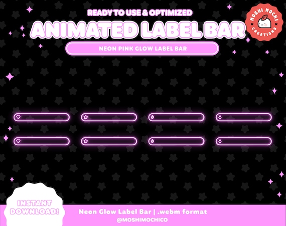 Neon Pink Label Bar for Twitch / Animated Simple Aesthetic | Etsy