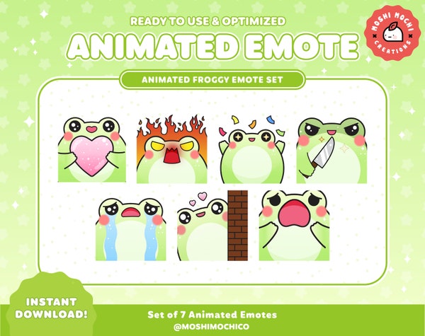 Frog Emotes for Twitch Streamers, Discord, Youtube Cute, Kawaii, Frog ...
