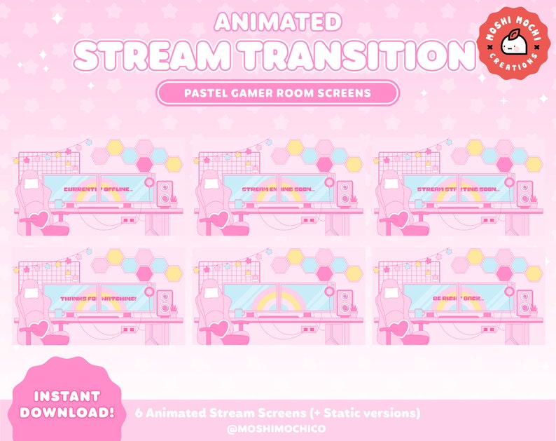 Animated Pink Gamer Room Screens / Pink Scenes / Cute - Etsy