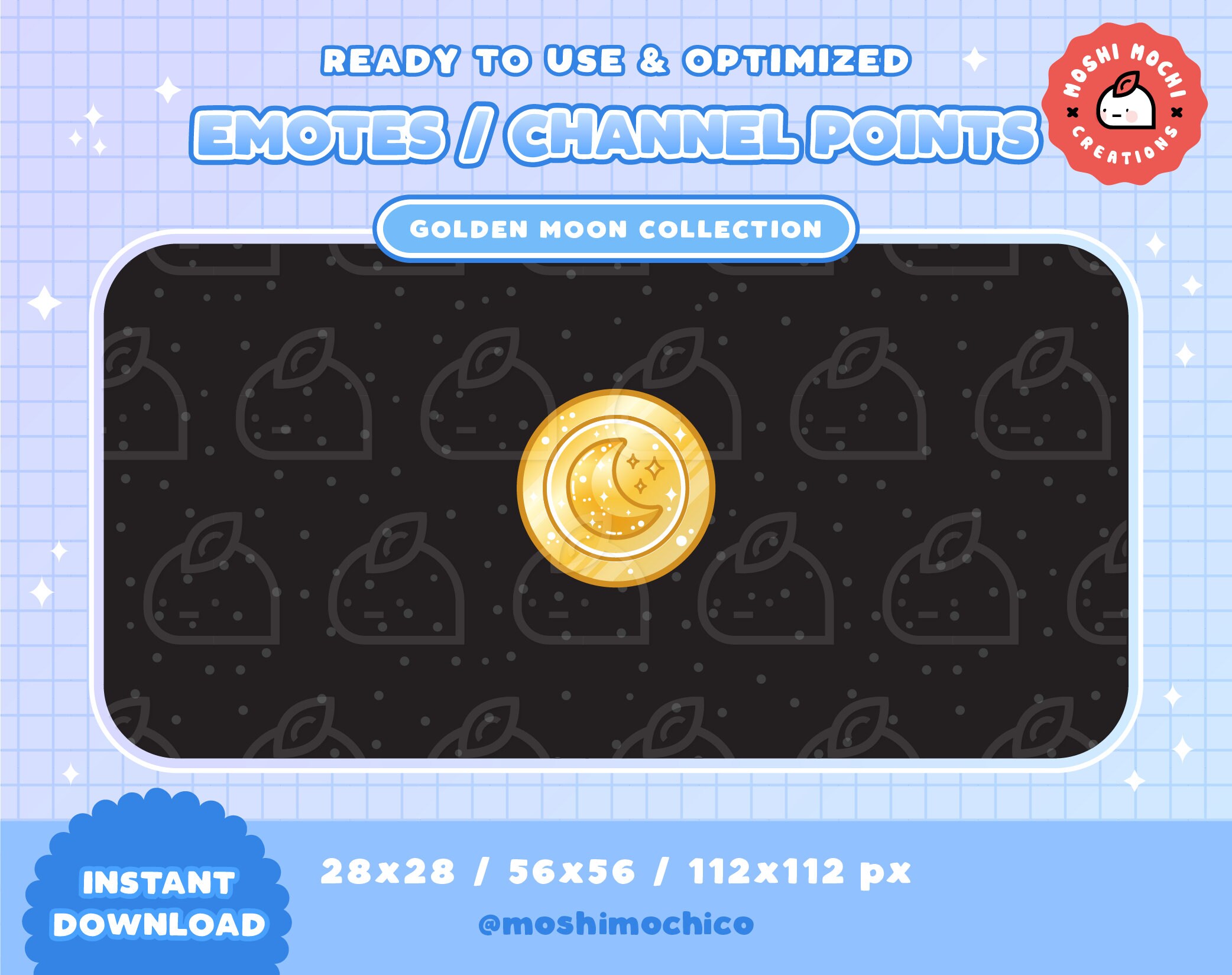 Twitch Golden Moon Coin Emote / Channel Point / Badges / | Etsy