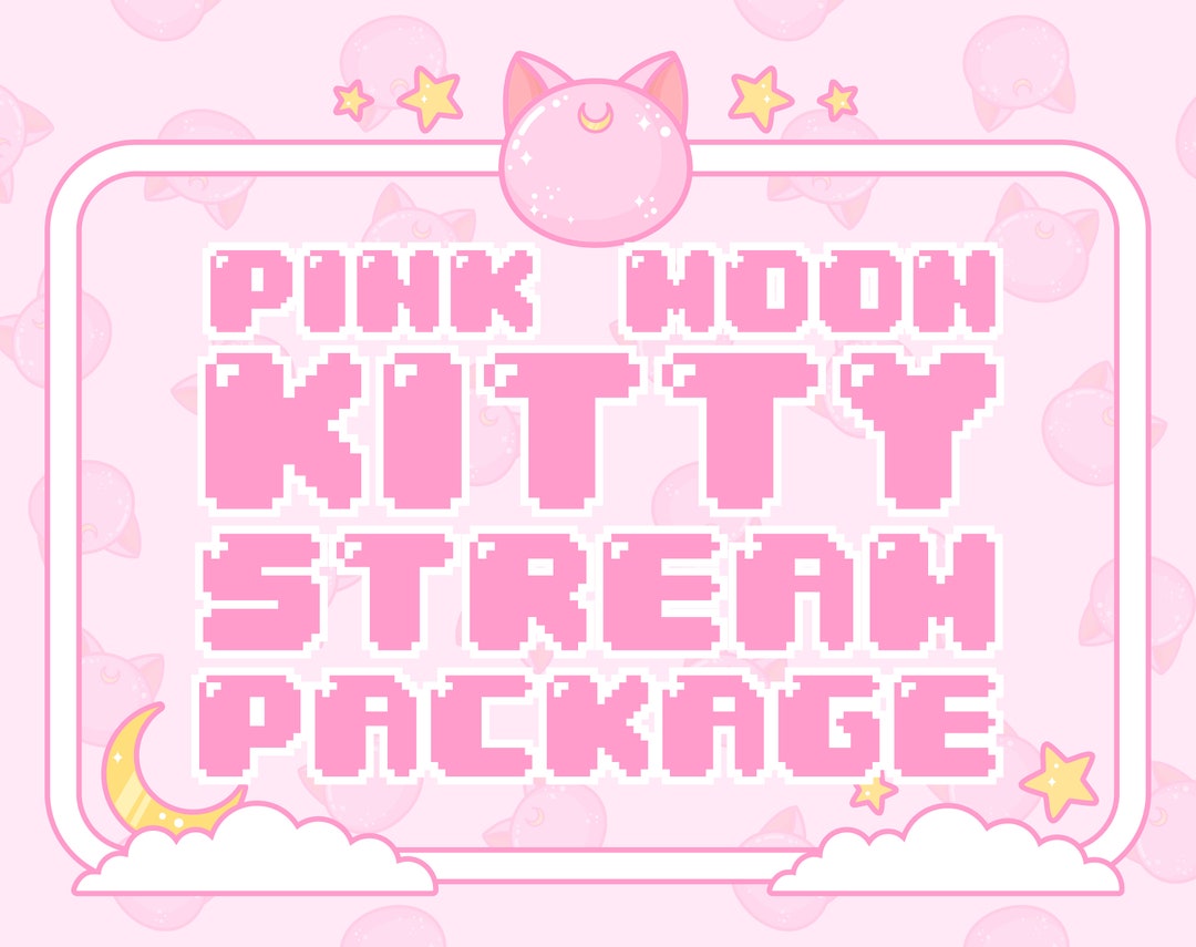 Pink Moon Kitty Stream Package | Twitch Overlay | Stream Alerts | Cat ...