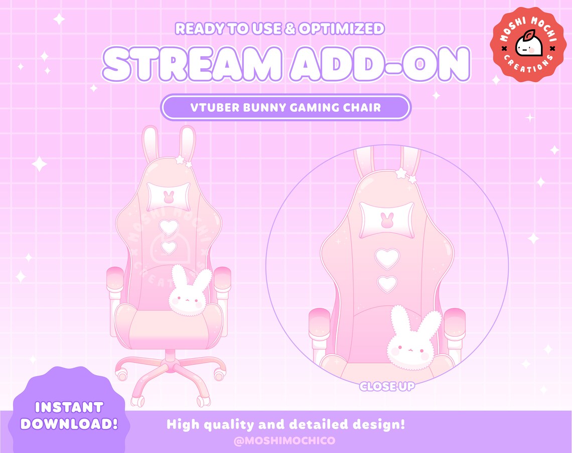 Vtuber Bunny Gaming Chair | Stream Add-on | Accessory | Twitch Stream ...