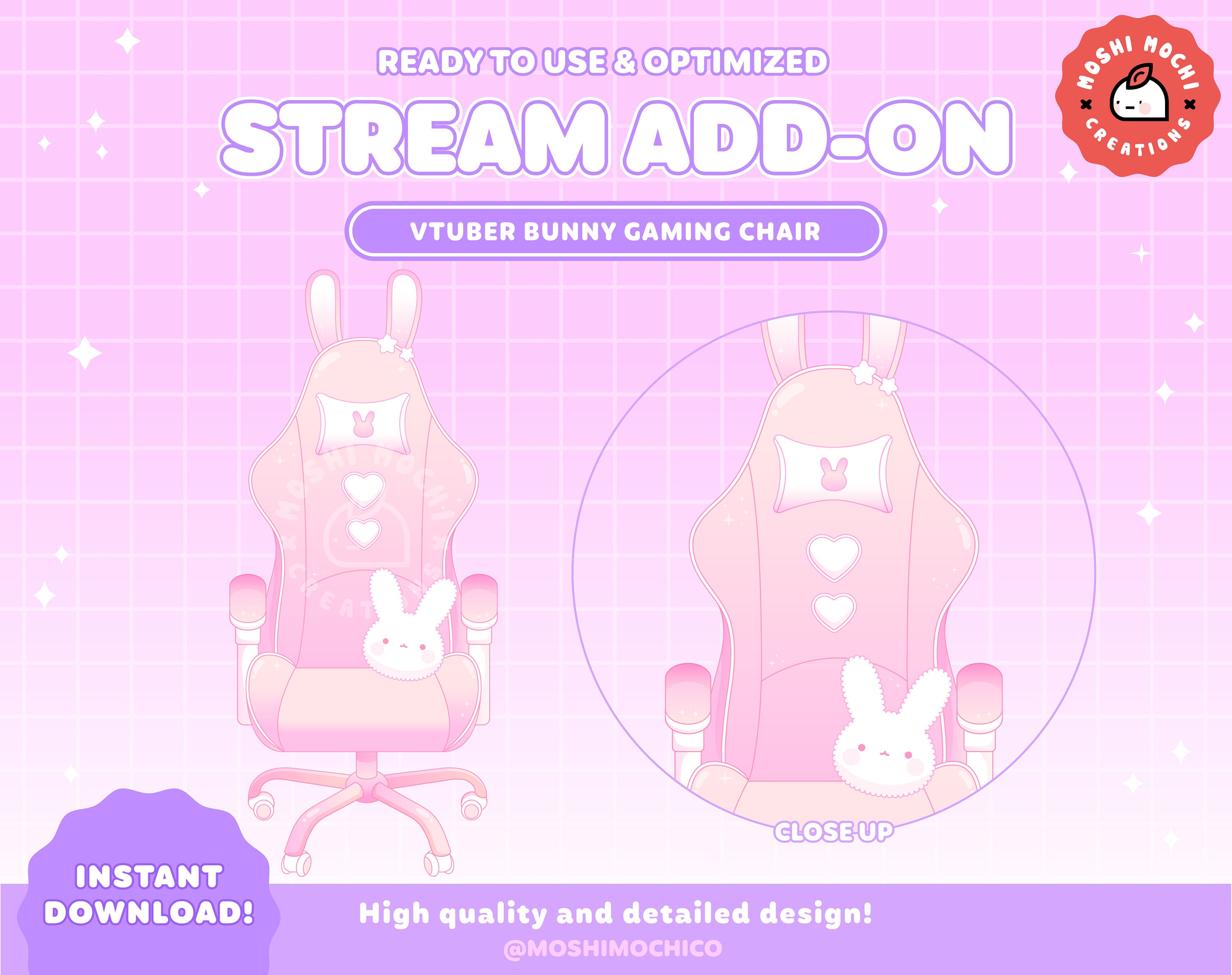 Vtuber Bunny Gaming Chair Stream Add-on Accessory Twitch - Etsy Denmark