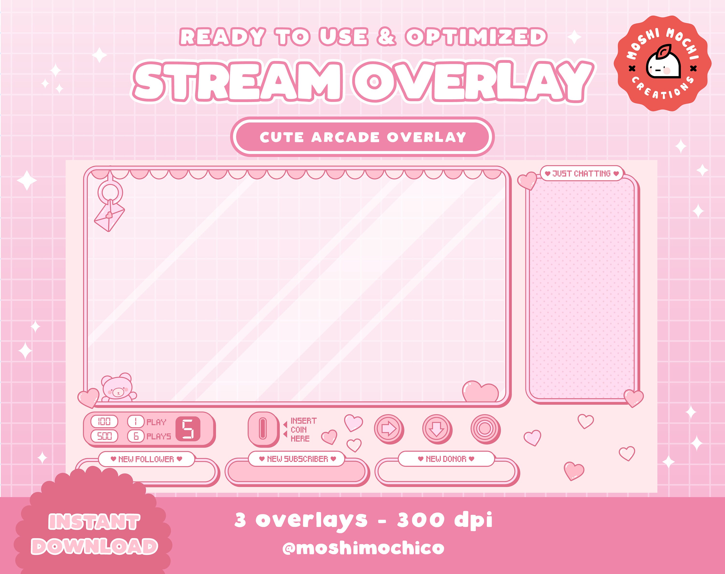 Twitch Stream Overlay Cute Pink Heart Arcade Valentines - Etsy