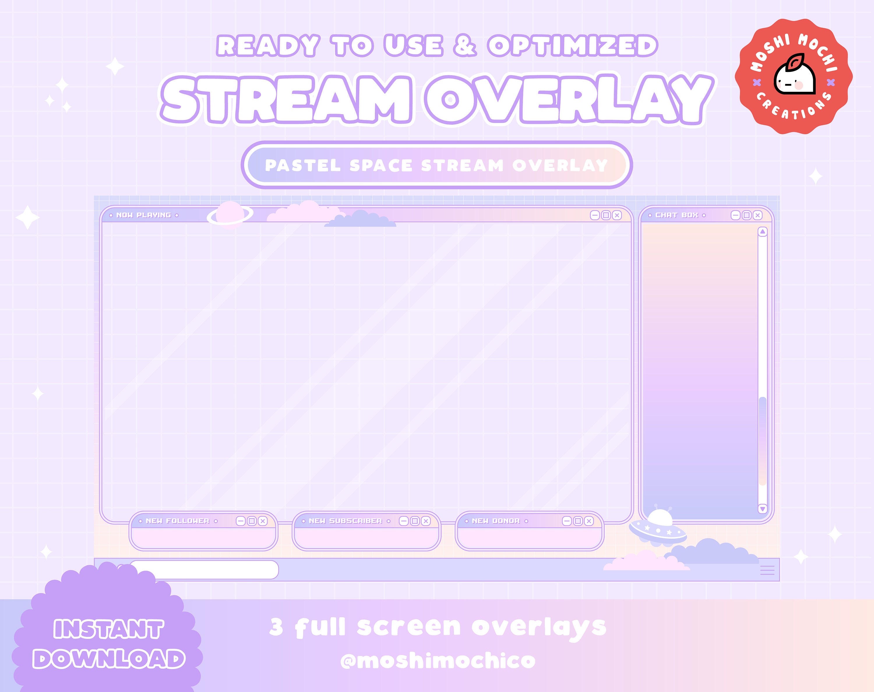 Twitch Overlay Customizable Pastel Space Stream Overlay Set | Etsy
