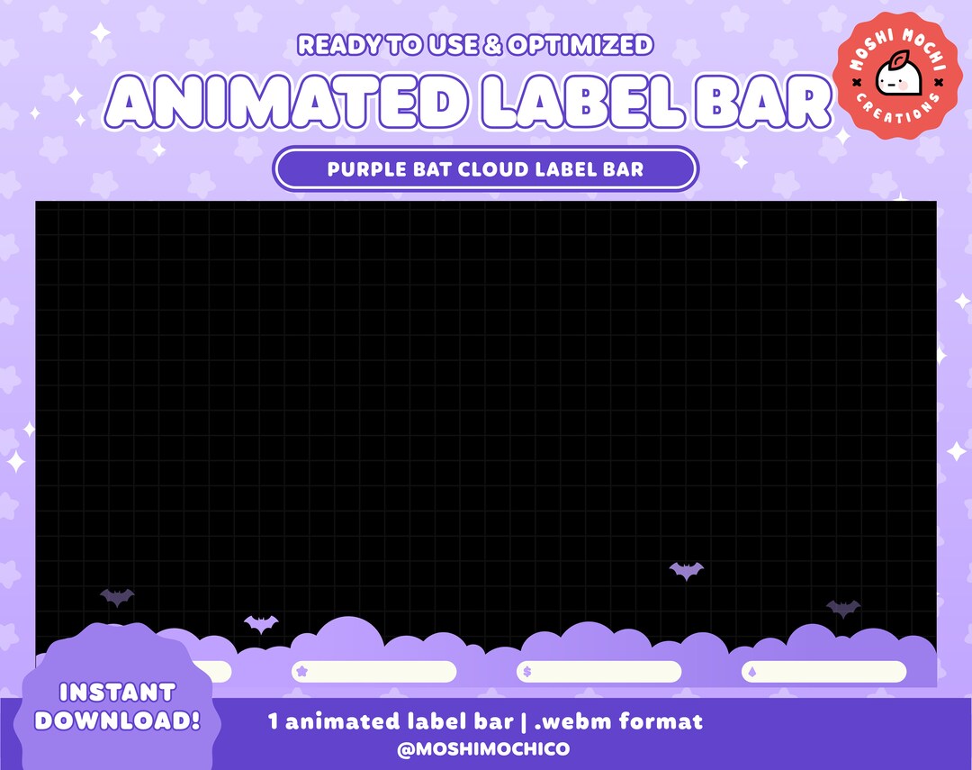 Animated Stream Label Bar / Spooky Purple Bat Cloud Theme / Halloween ...