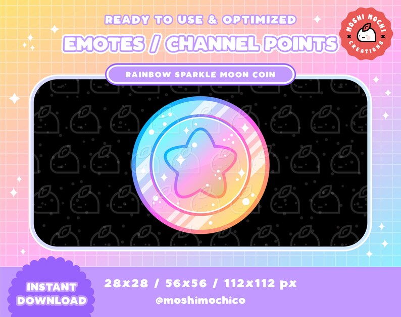 Twitch Rainbow Star Coin Emote / Channel Point / Badges / Kawaii ...