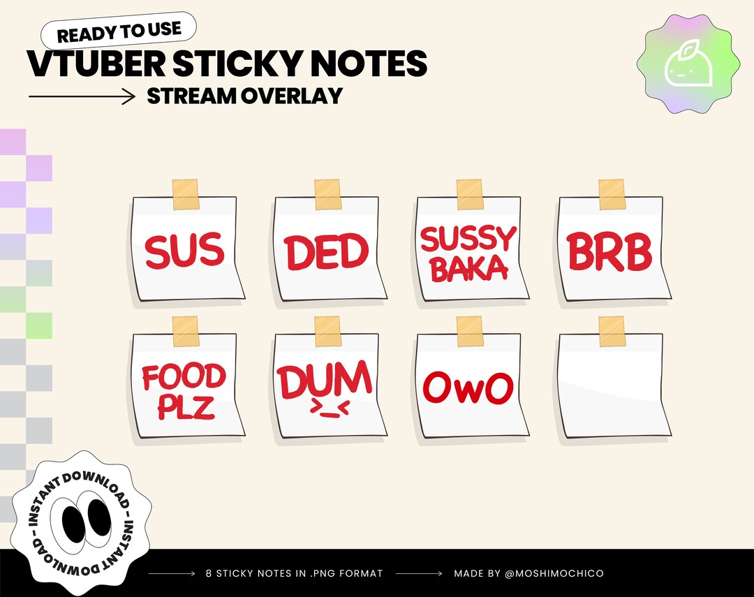 Vtuber Sticky Note, Funny Stream Overlay, P2U Vtuber Stream Assets ...