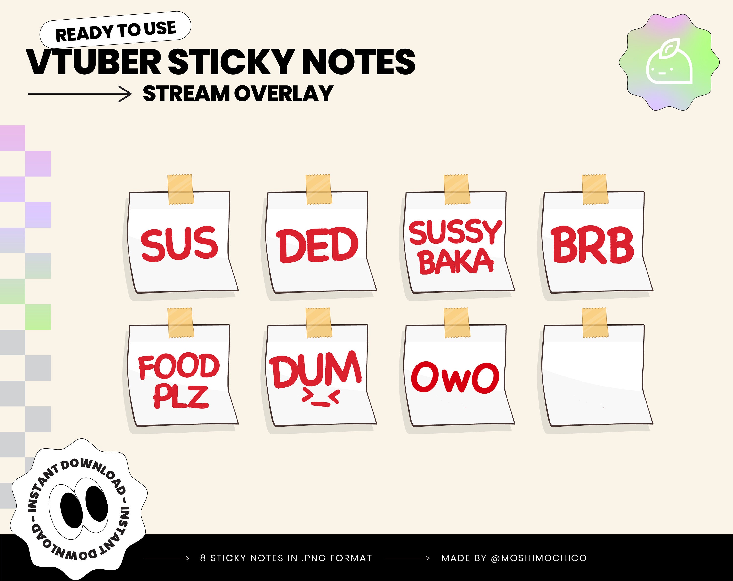 Vtuber Sticky Note Funny Stream Overlay P2U Vtuber Stream - Etsy