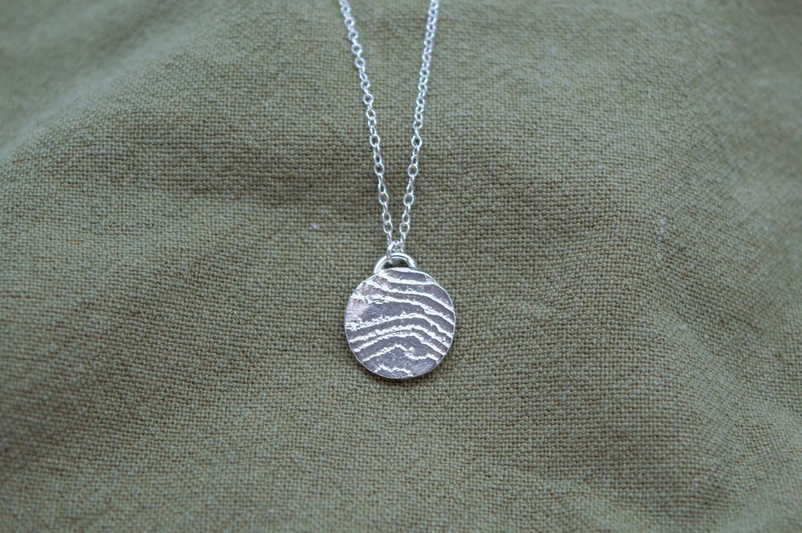 Small Organic Round Coin Textured Wave Pendant | Sterling Silver - Etsy