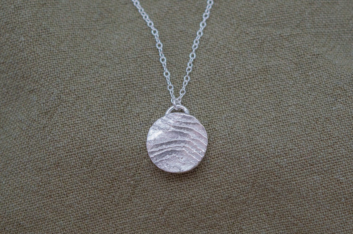 Small Organic Round Coin Textured Wave Pendant | Sterling Silver - Etsy